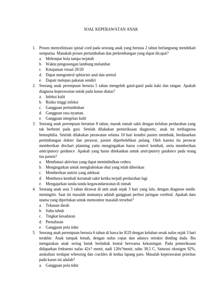 SOAL KEP - ANAK Putri Rahmadani | PDF