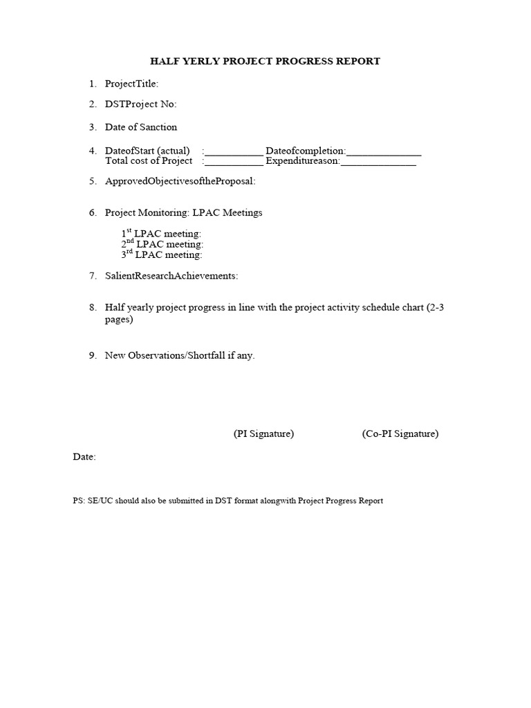 1 Half Yearly Progress Report | PDF