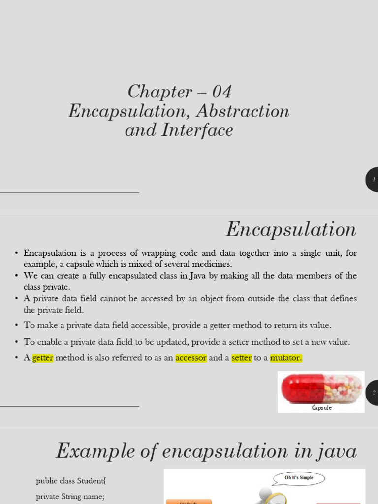 Chapter 04 - Encapsulation and Abstraction | PDF | Class (Computer Programming) | Method ...
