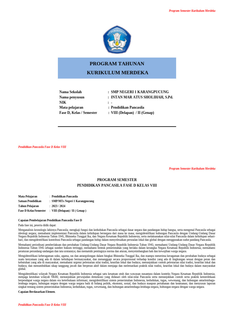 6. PROMES KURIKULUM MERDEKA SEMESTER 2 | PDF