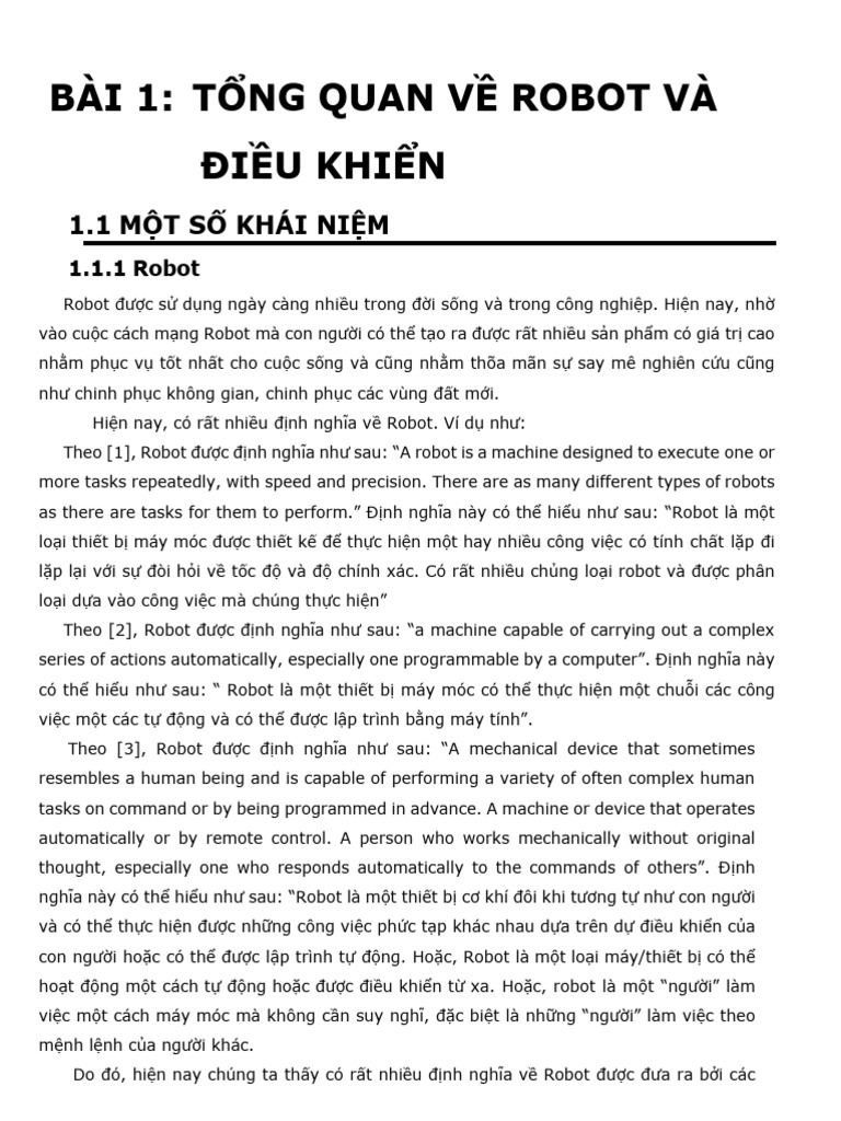 1: T Ng Quan V Robot U Khi N: BÀI Ổ Ề VÀ ĐIỀ Ể | PDF