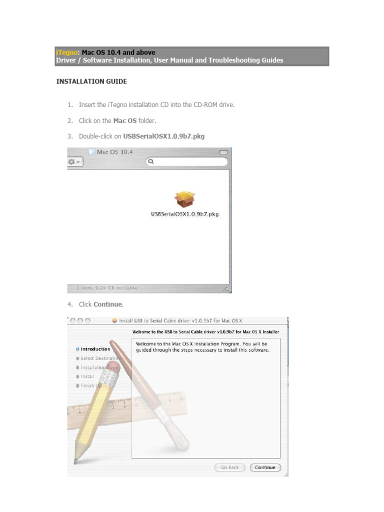 MacOS 10.4 - Itegno Installation Guide | PDF