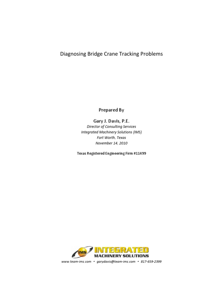 Diagnosing Bridge Crane Tracking Problems - Full Version | PDF | Track (Rail Transport) | Beam ...