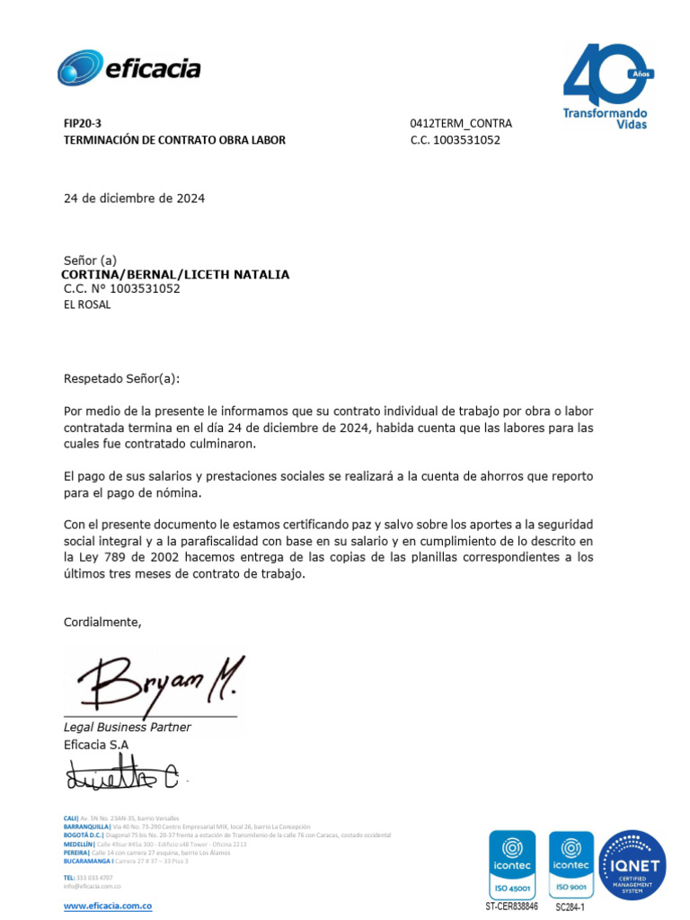 Fin de Obra Eficacia Varios 26122024-22 | PDF