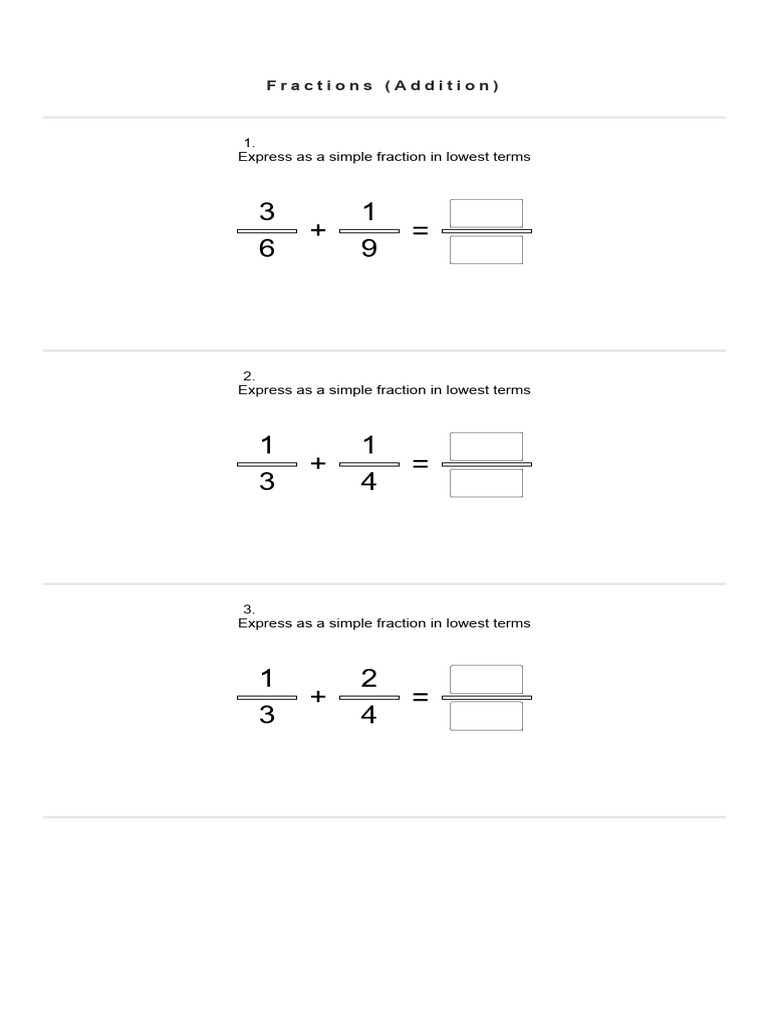 Simple Fractions Addition Guide | PDF | Division (Mathematics) | Arithmetic