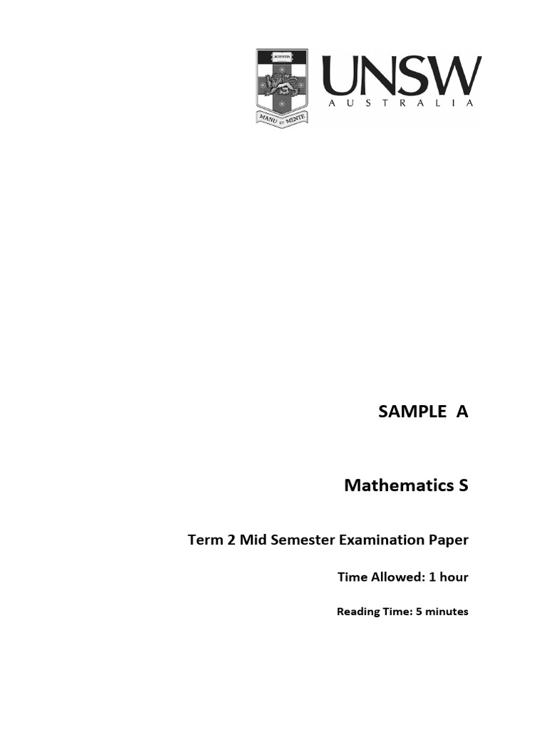 MaS Midsem2 Sample Exam Paper A | PDF | Coordinate System | Function ...
