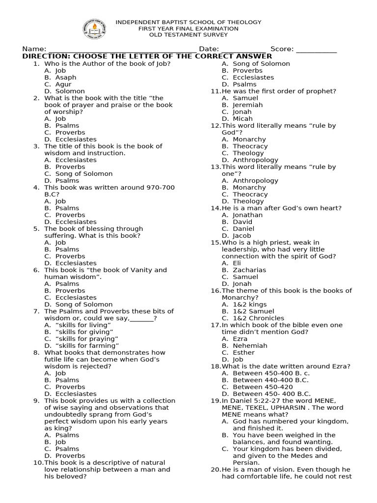 final exaM | PDF | Book Of Proverbs | Solomons final exaM | PDF | Book Of Proverbs | Solomons