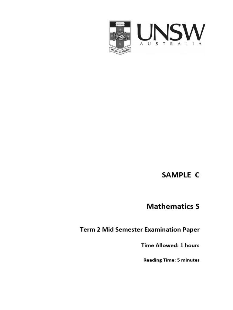 MaS Midsem2 Sample Exam Paper C | PDF | Mathematical Analysis | Mathematical Objects