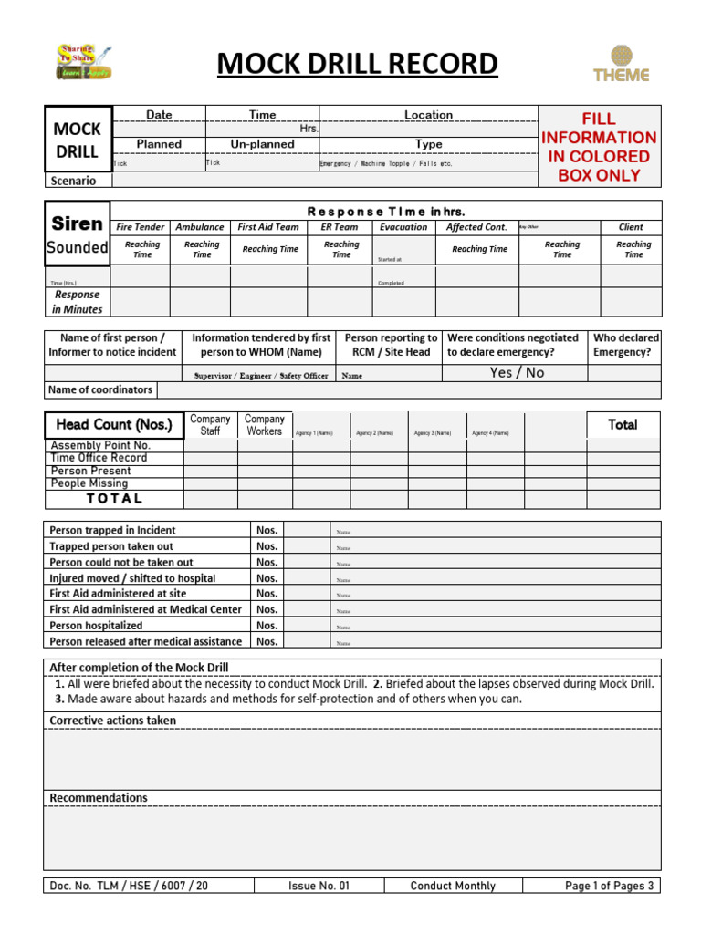 Mock Drill Format SS New | PDF | Emergency Services | Safety