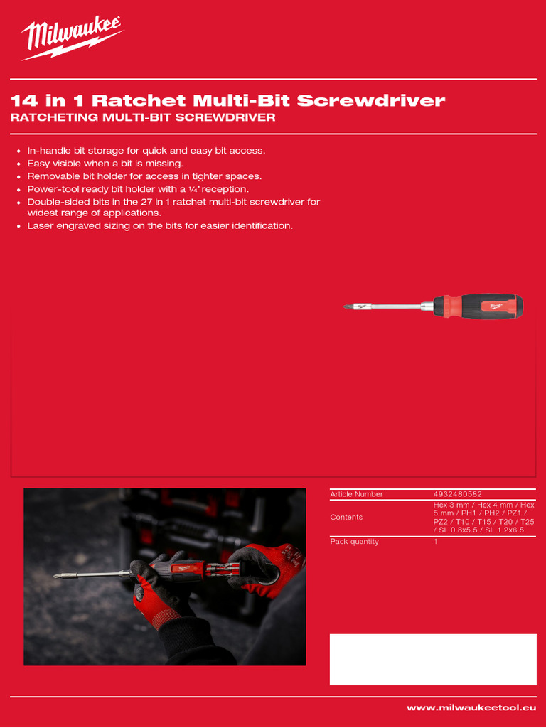 14 in 1 Ratchet Multi-Bit Screwdriver | PDF