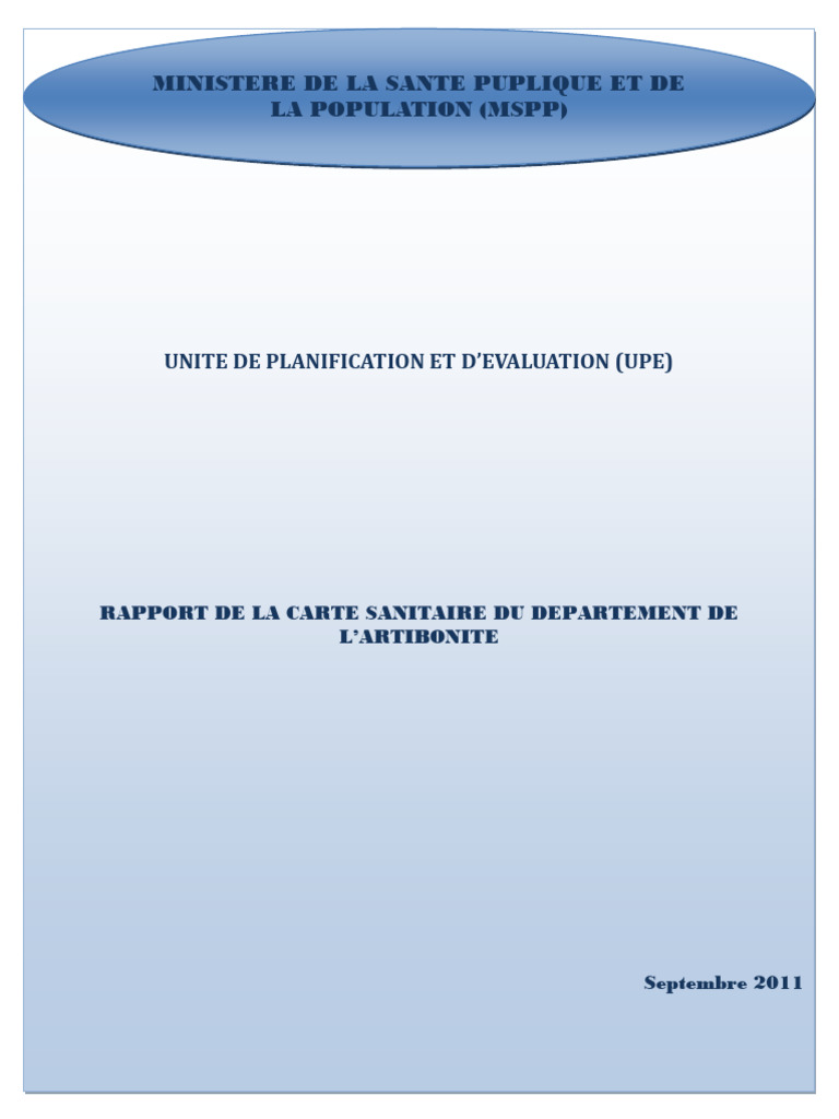 Rapport sur la carte sanitaire de l'Artibonite | PDF | Politique de ...