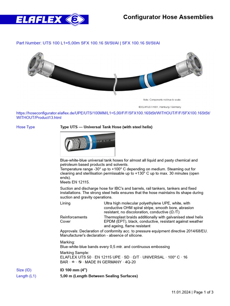 Universal Tank Hose UTS 100mm Configurator | PDF | Hose | Materials