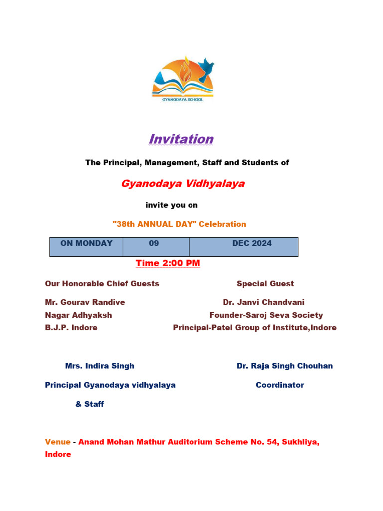 Gyanodaya School Invition Card 2 (2) 3 | PDF
