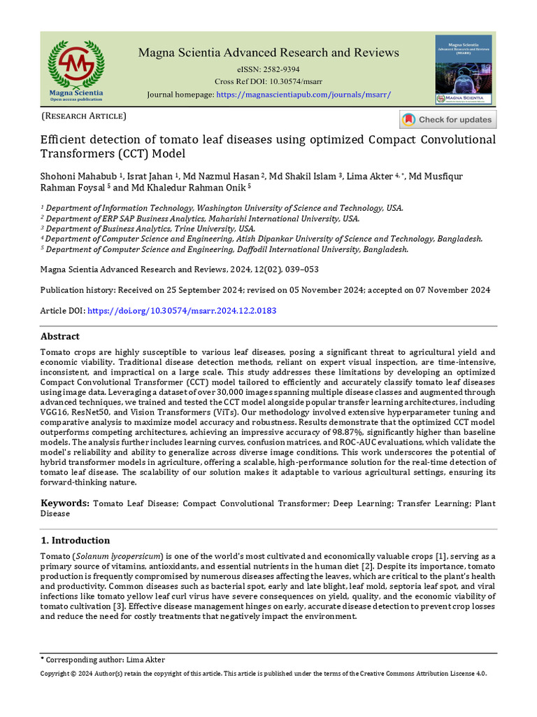 MSARR-2024-0183 | PDF | Receiver Operating Characteristic | Artificial Intelligence