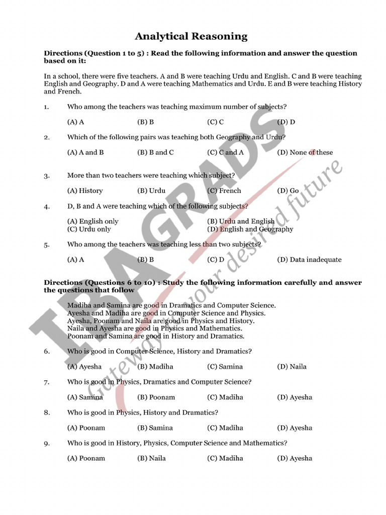 Analytical Reasoning 2024 | PDF