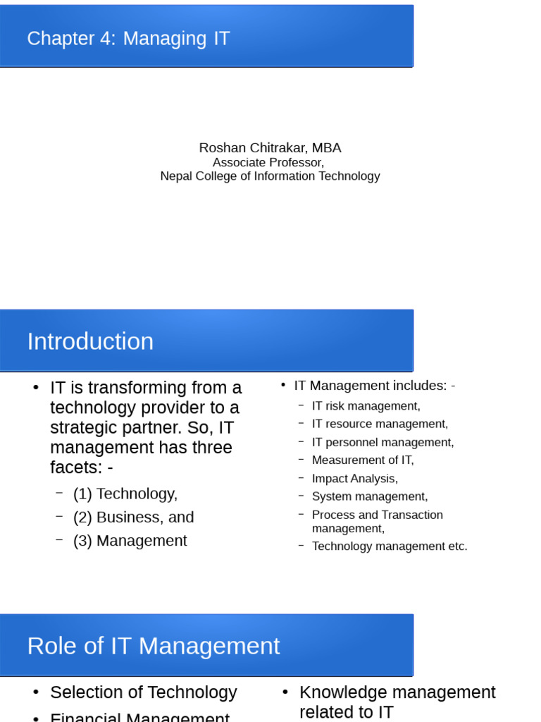 Business Process and IT Strategy - 41252 - Chapter4-Managing - IT | PDF | Strategic Management ...
