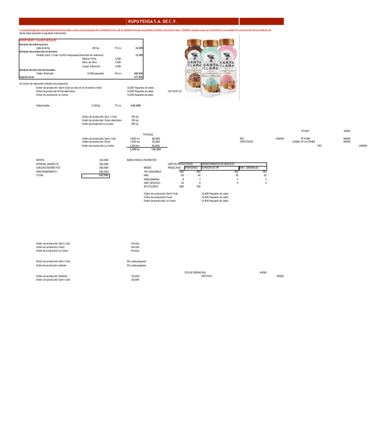 Caso Practico Ordenes de Producción Femsa | PDF | Walmart | Lechería