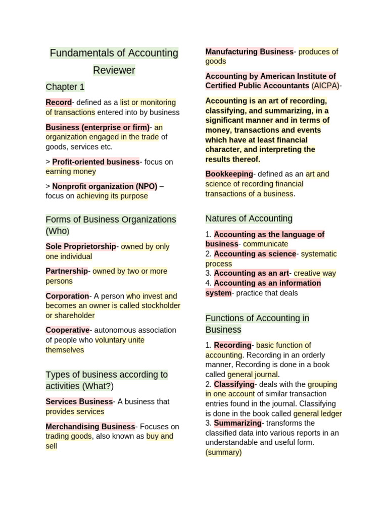 Fundamentals of Accounting Overview | PDF | Accounting | Financial Services