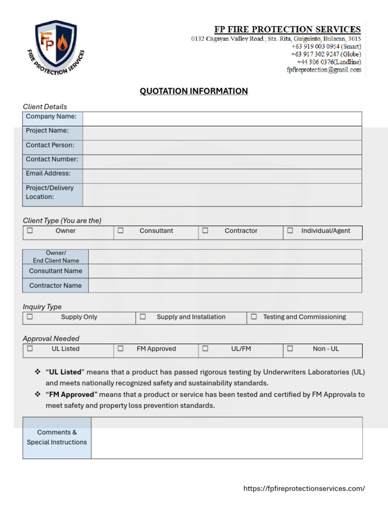 Quotation Request Form (Fillable) | PDF