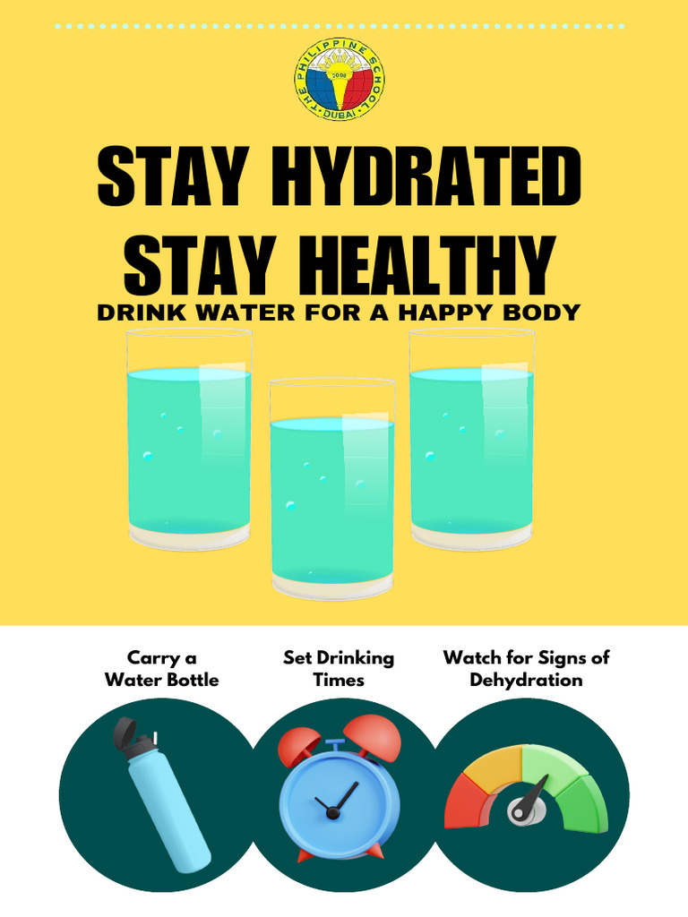 Blue and White Illustrative Stay Hydrated Stay Healthy Poster | PDF