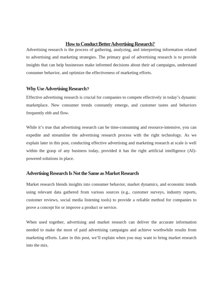 How To Conduct Better Advertising Research | PDF | Marketing Research ...