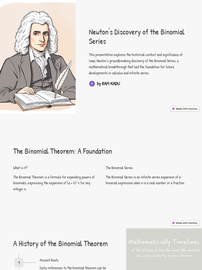 Newtons Discovery of The Binomial Series | PDF | Mathematics | Calculus