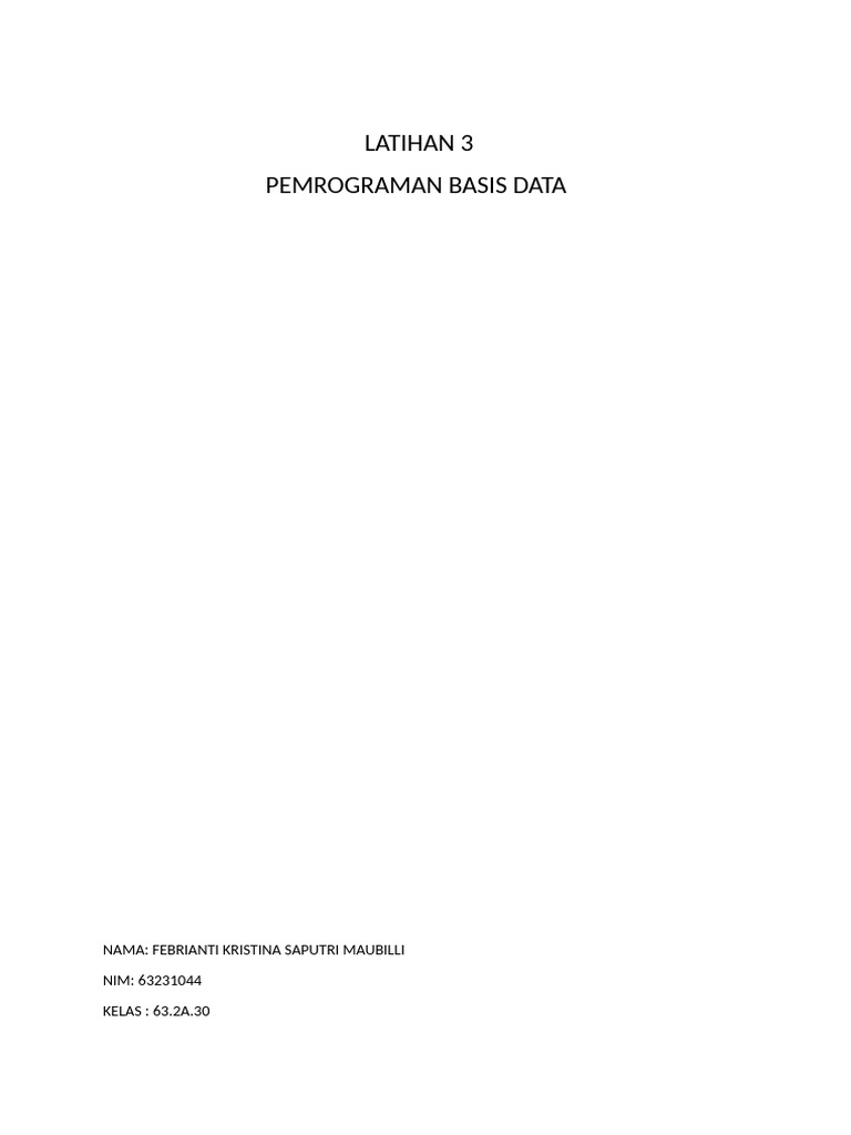 Latihan 3 Pemrograman Basis Data | PDF