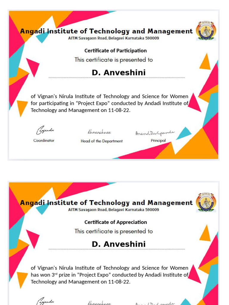 Project Expo Participation Certificate | PDF