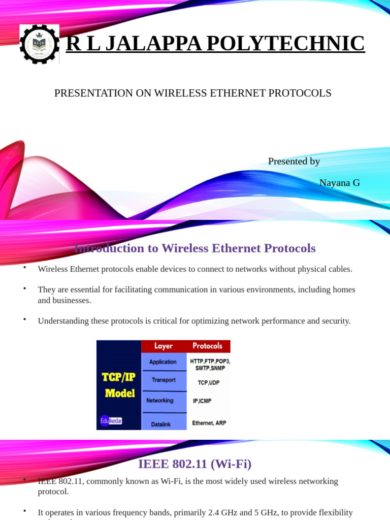 Presentation on 5 Wireless Ethernet Protocol | PDF | Wi Fi | Computer Network