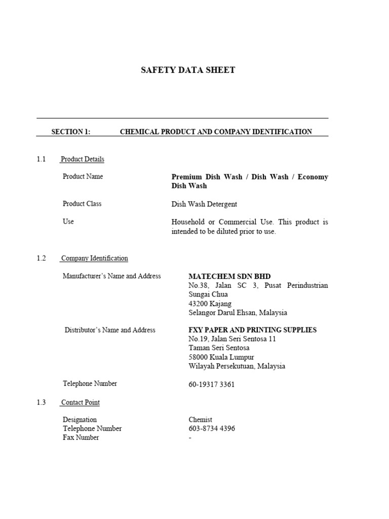 Dish Wash | PDF | Toxicity | Chemical Reactions