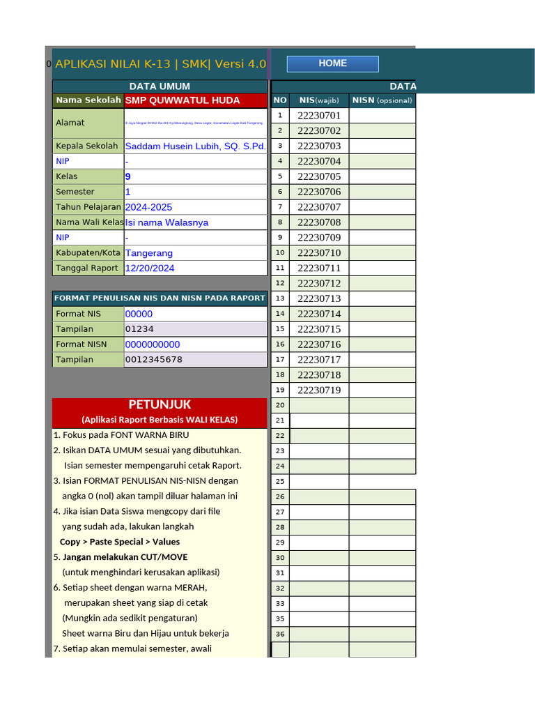 E Rapot Mapel Kelas 9 | PDF