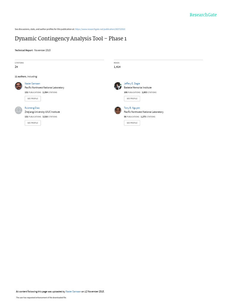 4.Dynamic Contingency Analysis Tool – Phase 1 | PDF | Electrical Grid ...