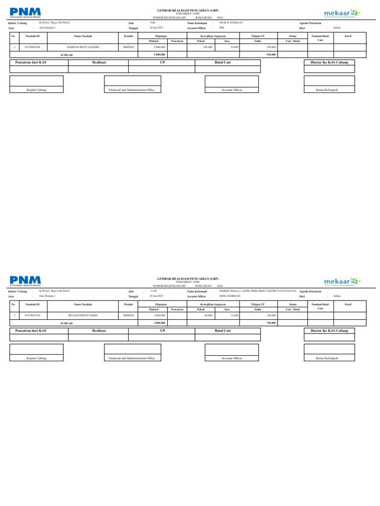 LembarRealisasiPencairan (LRP) 1 7 2025 | PDF