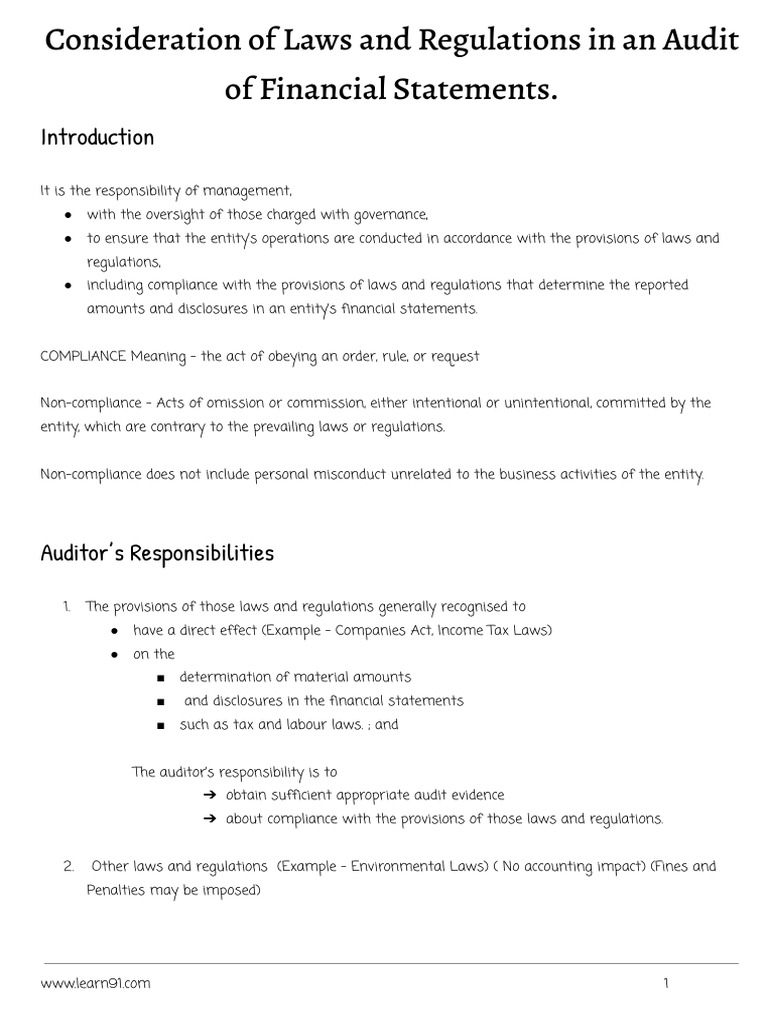03 Consideration of Laws and Regulations in An Audit of Financial ...