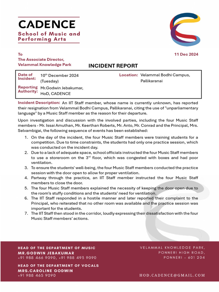 Cadence Incident Report - Pallikaranai - 2024 (12) 11 | PDF