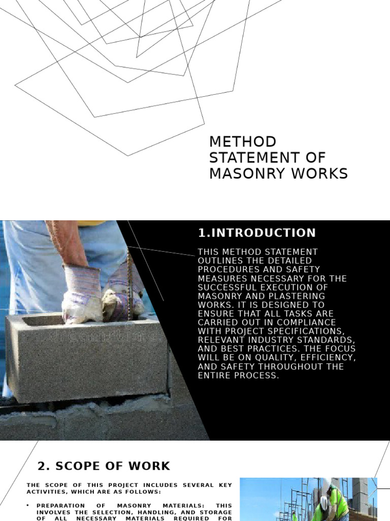 Method Statement of Masonry Works | PDF | Concrete | Plaster