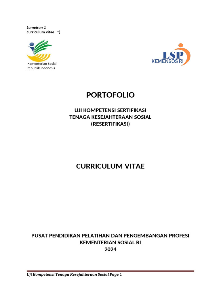 FORM CV TKS 2024 Resertifikasi | PDF