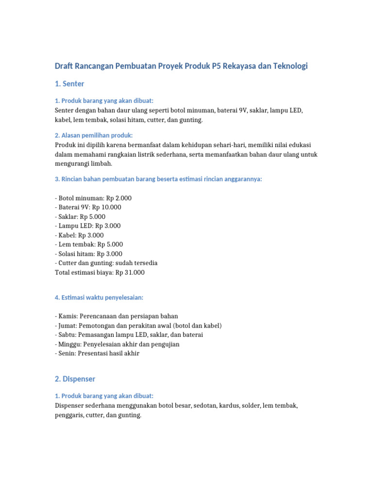 Draft Rancangan Proyek P5-2 | PDF