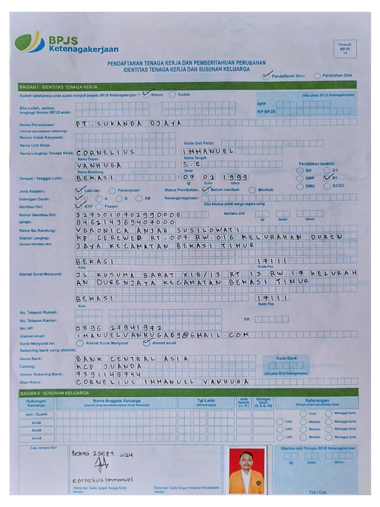 Form BPJS Ketenagakerjaan | PDF