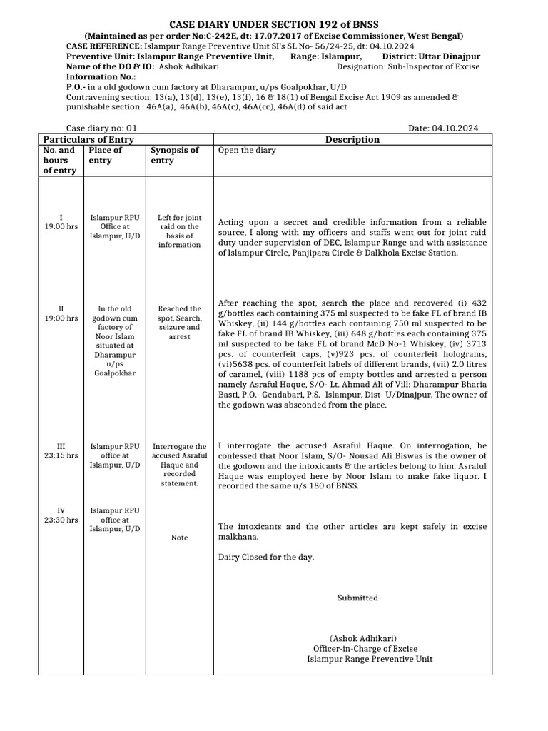 Case Diary CR 399 of 24 | PDF | Law Enforcement | Crime & Violence