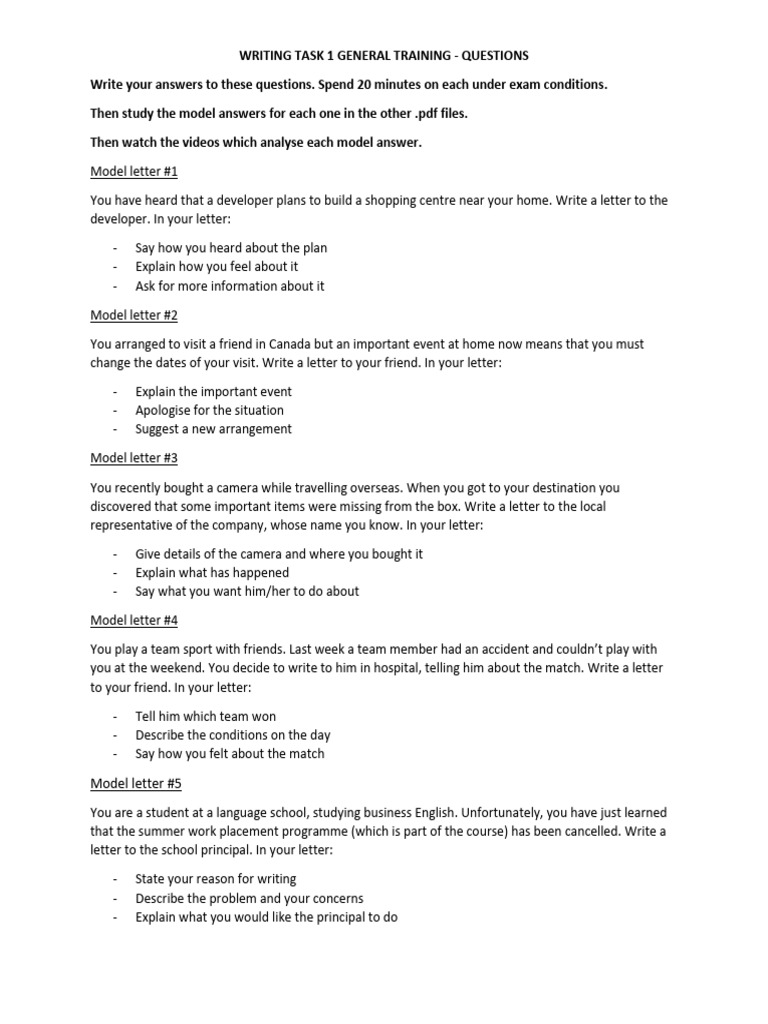 IELTS General Writing Task 1 Guide | PDF