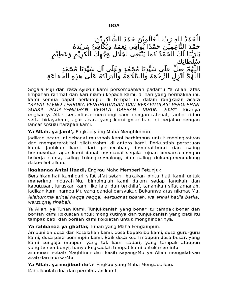 DOA RAPAT PLENO | PDF