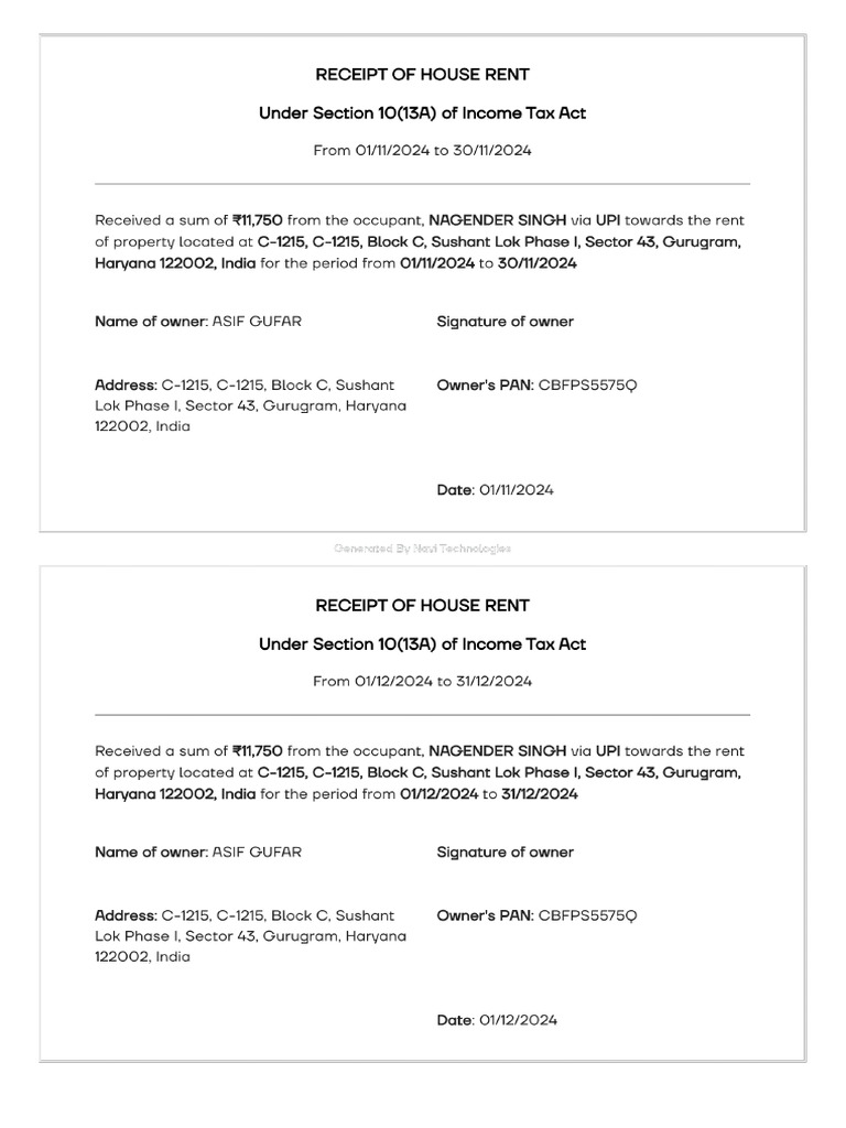 Rent Receipt-2 | PDF