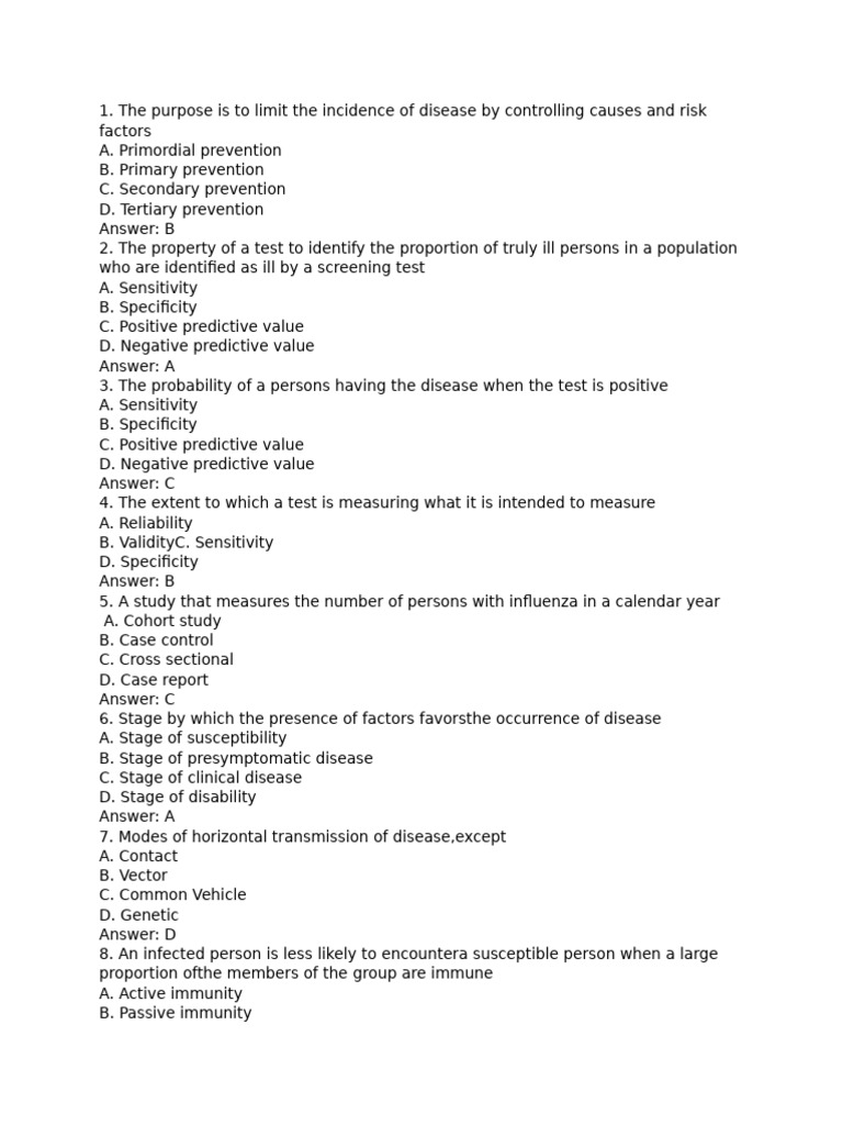 MCQ Exam Set of Epidemiology | PDF | Health Sciences | Applied Statistics