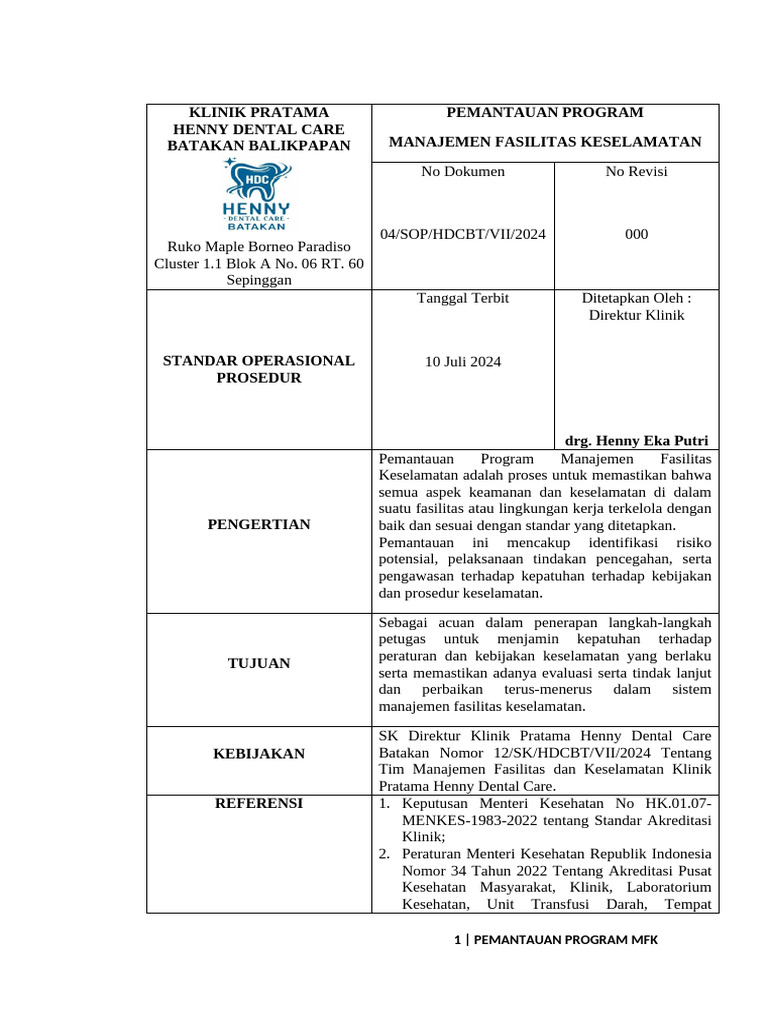 Sop Pemantauan MFK | PDF