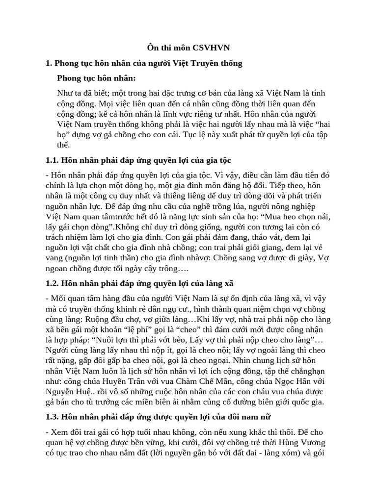 Ôn thi môn CSVHVN | PDF