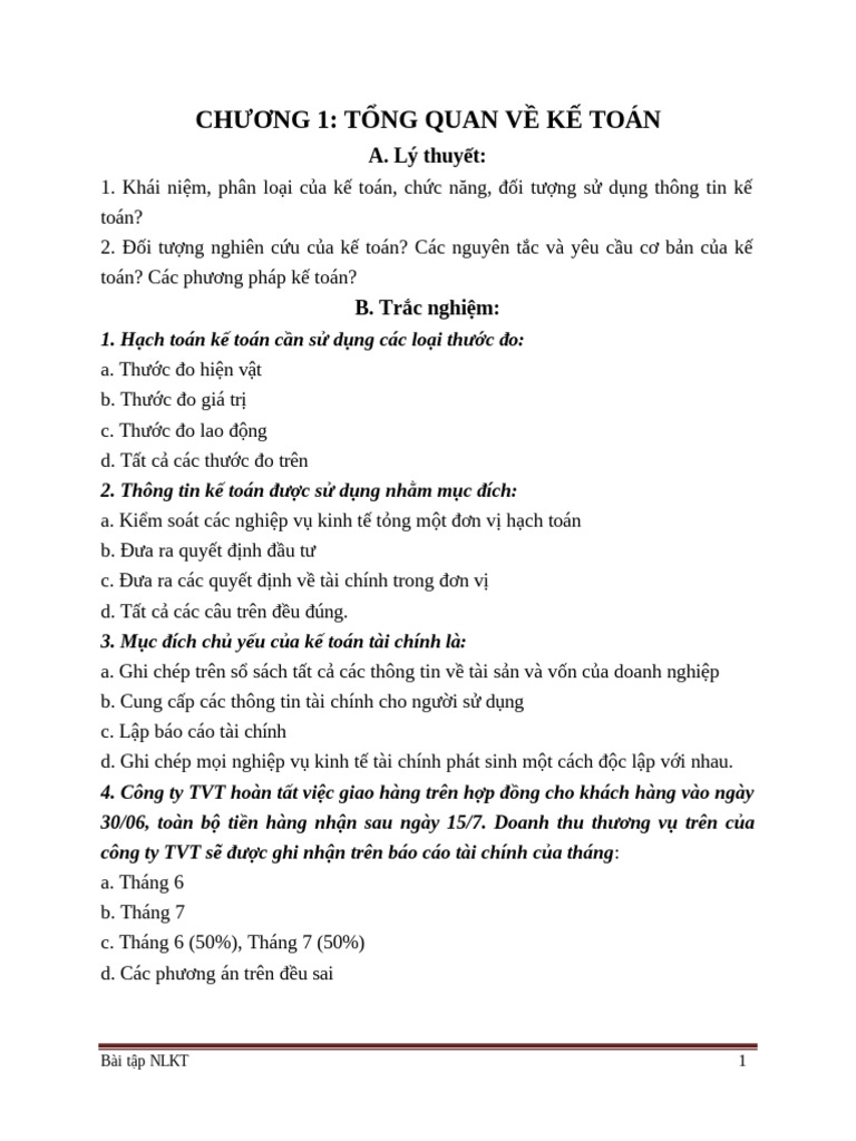 Bai Tap NLKT 3 Tín | PDF