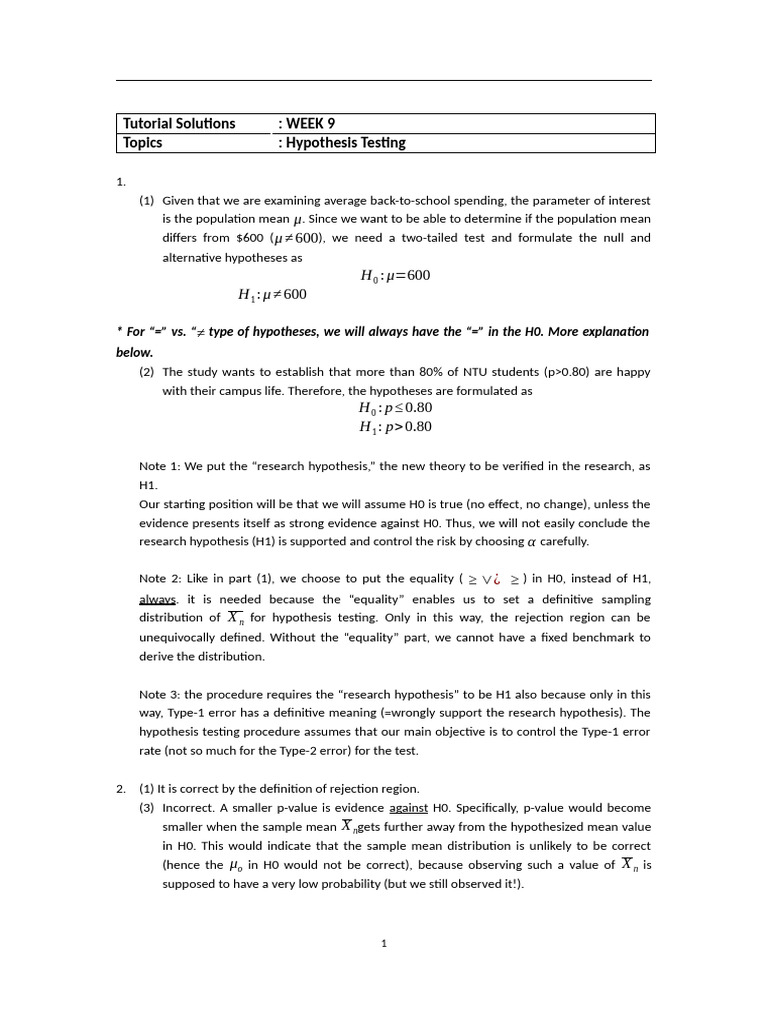 Solutions Week 9 | PDF | P Value | Confidence Interval