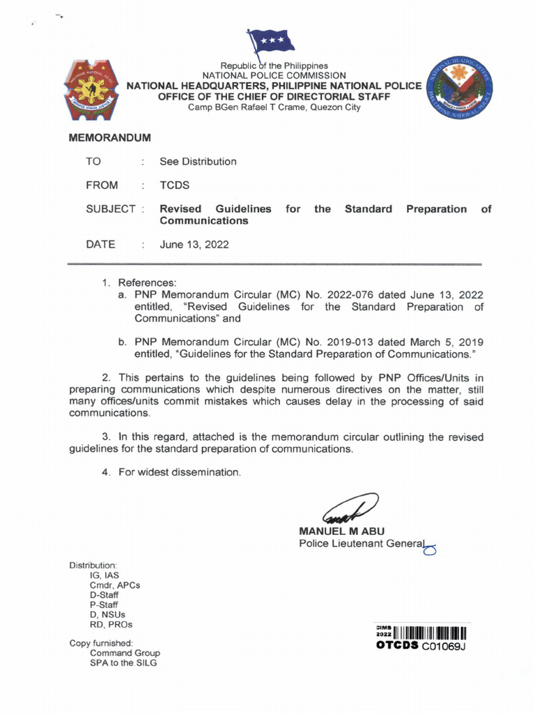 Annex I Memo Revised Guideline For The Standard Preparation of ...