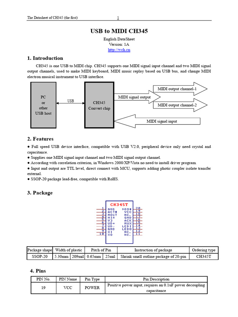 CH345DS1 | PDF | Usb | Input/Output